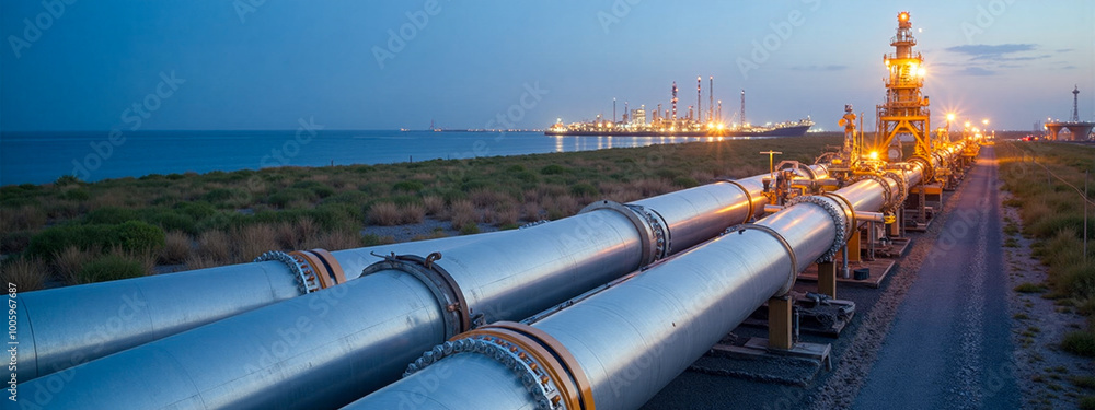 Offshore pipeline ship in ocean for oil and gas transport, maritime ...