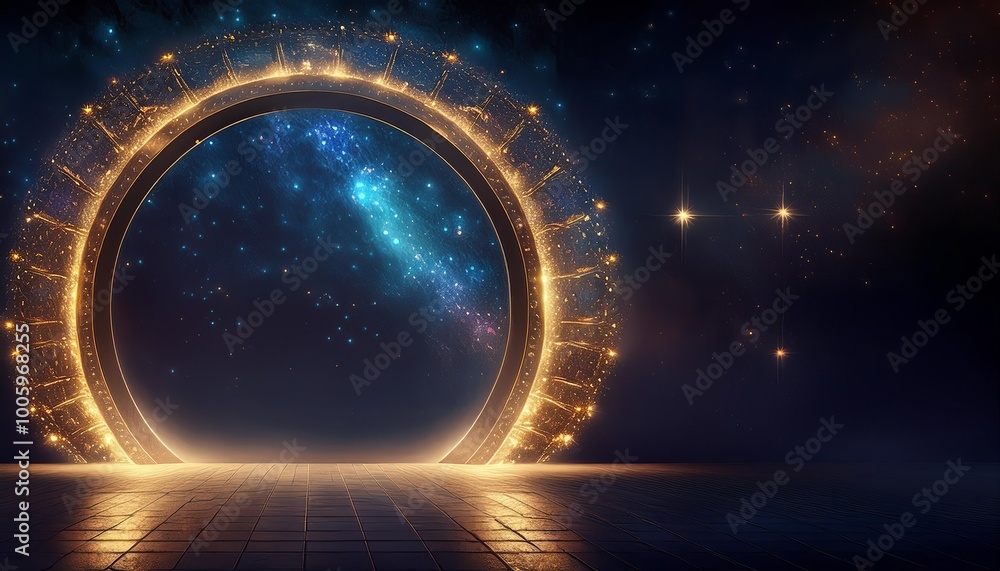 Circle teleport podium. Portal science futuristic stage. Hi-tech ...