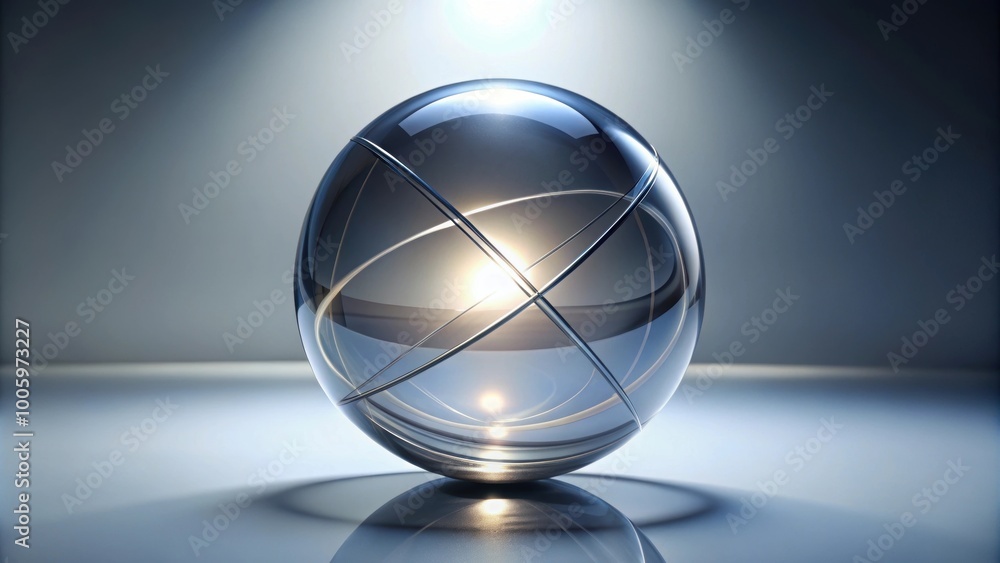 Abstract render of a quaternion represented as a glass sphere with x y ...