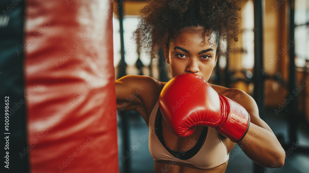 Young African American woman showcases her strength and skill as she ...