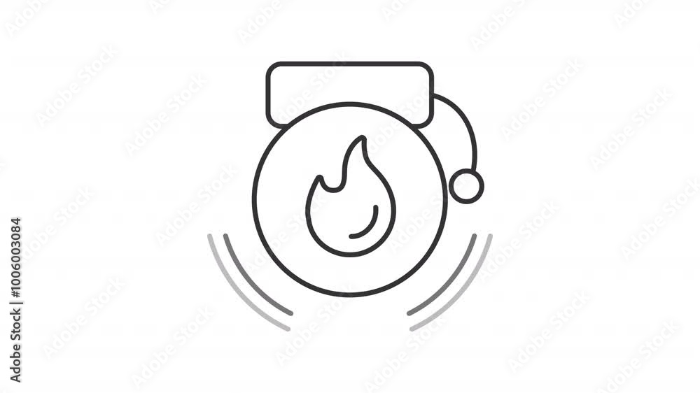 Fire alarm line animation. Smoke detector animated icon. Ringing ...