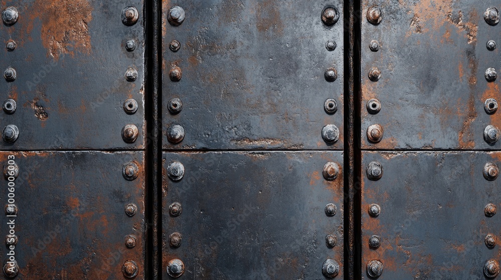 Grungy metal texture with welded seams, showing dark and light ...