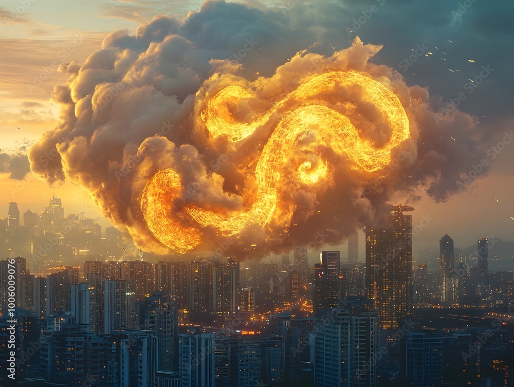 A majestic Pixiu the mythical Chinese guardian creature descends from a ...