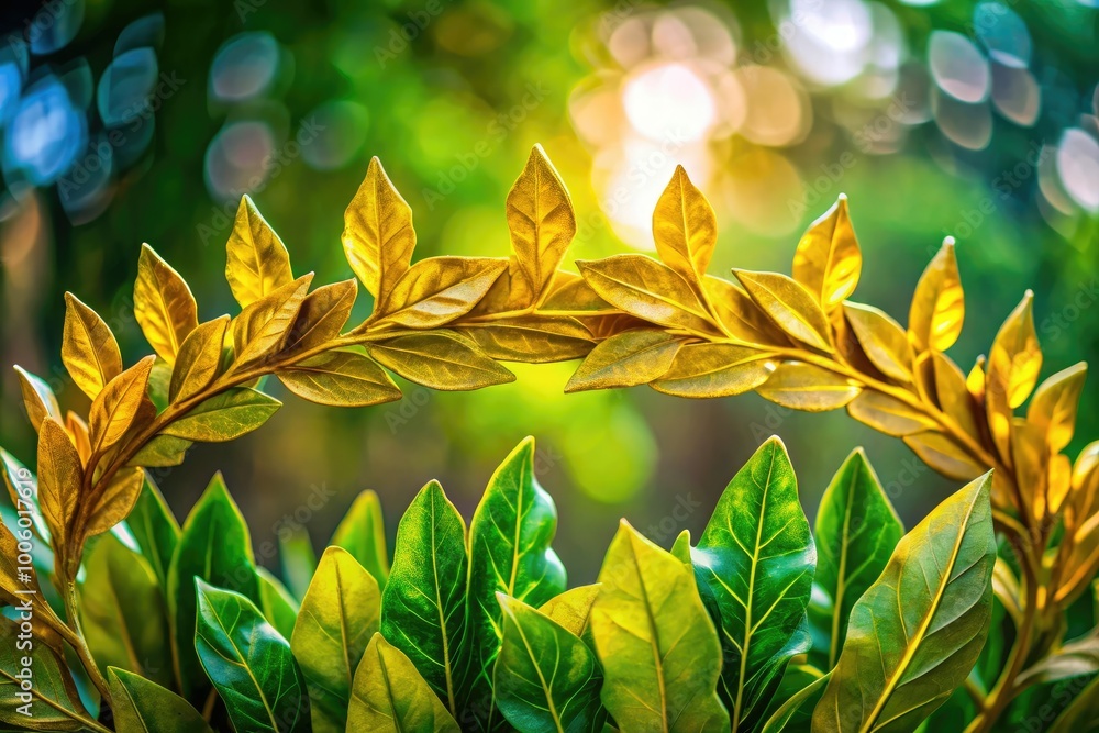 An exquisite Caesar leaf crown rests gently on a soft backdrop ...
