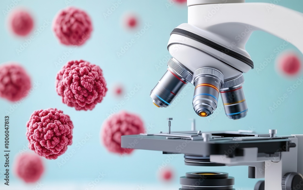 Pap smear test results displayed under a microscope, showing early ...