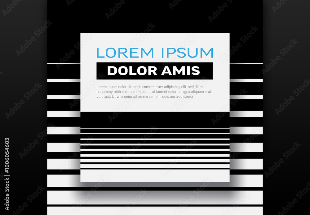 Striped retro black and white template for banner header flyer or ...