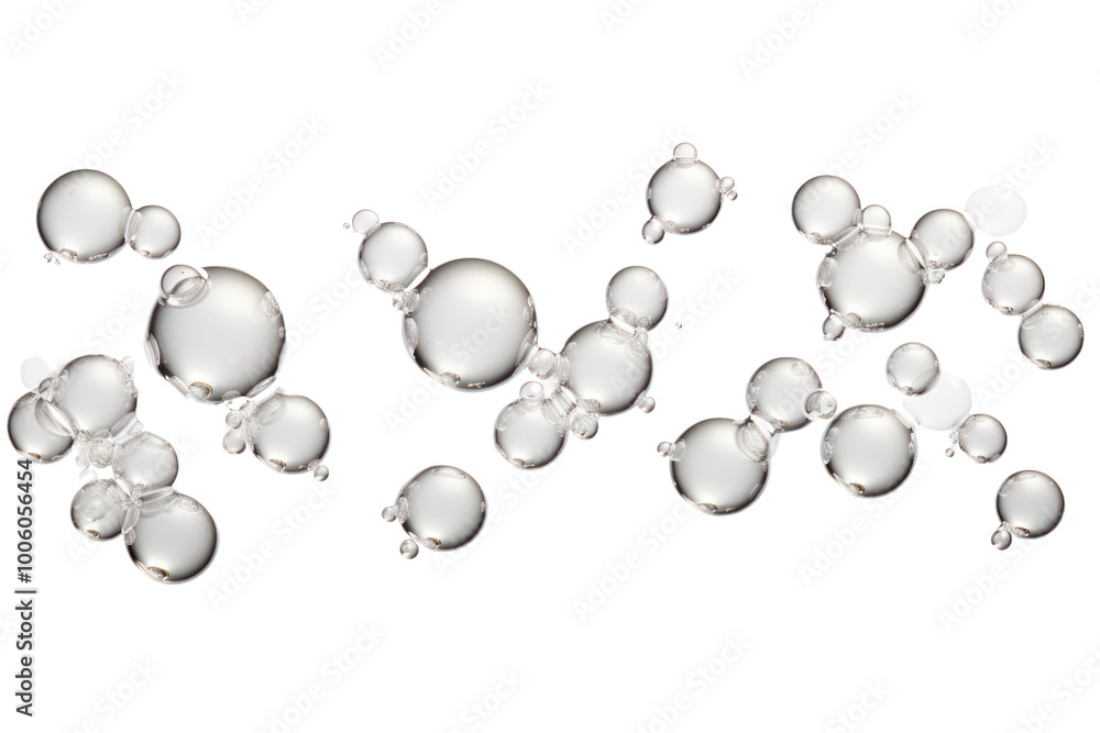 Cluster of hyaluronic acid bubbles varying in size with subtle ...