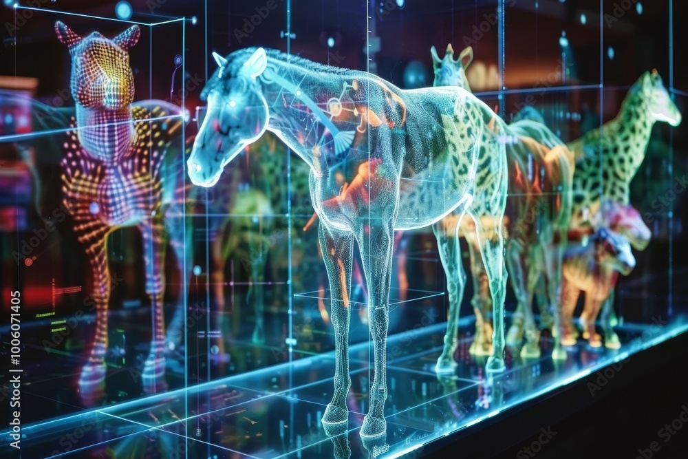 Exploring a mesmerizing digital exhibit showcasing holographic animals ...