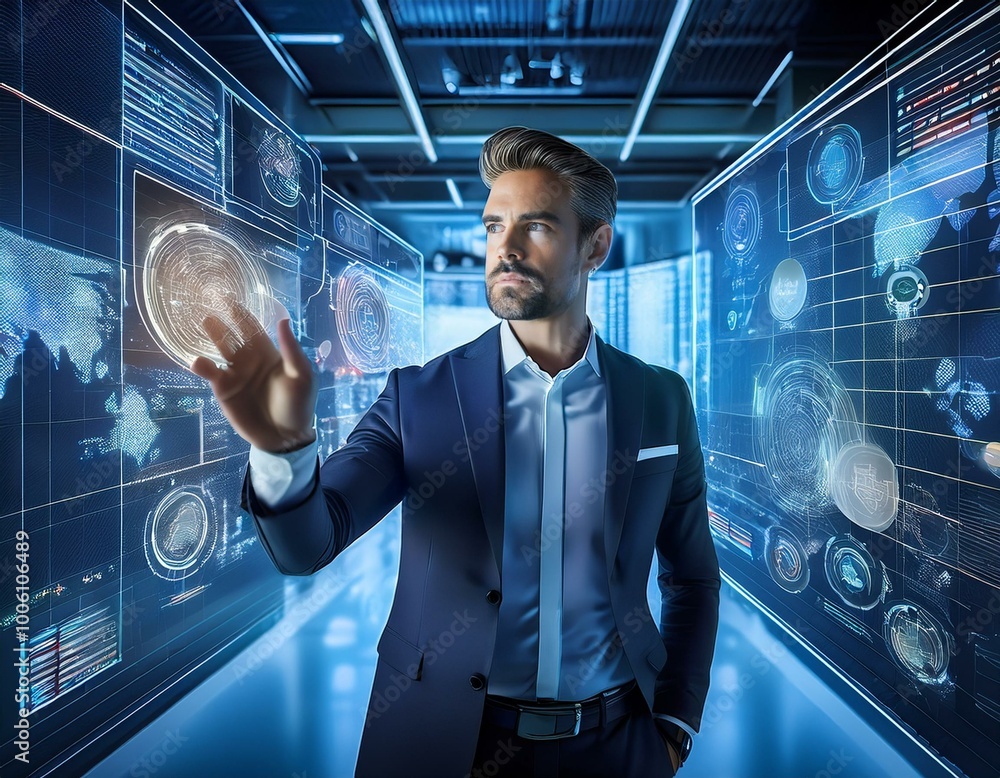 HR Manager Initiating a High-Tech Onboarding Process with Interactive ...