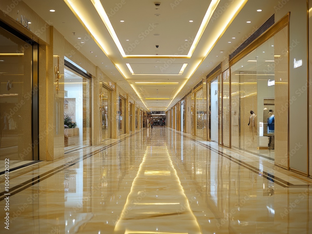 2408 17.A shopping mall corridor in Jakarta, featuring shiny marble ...