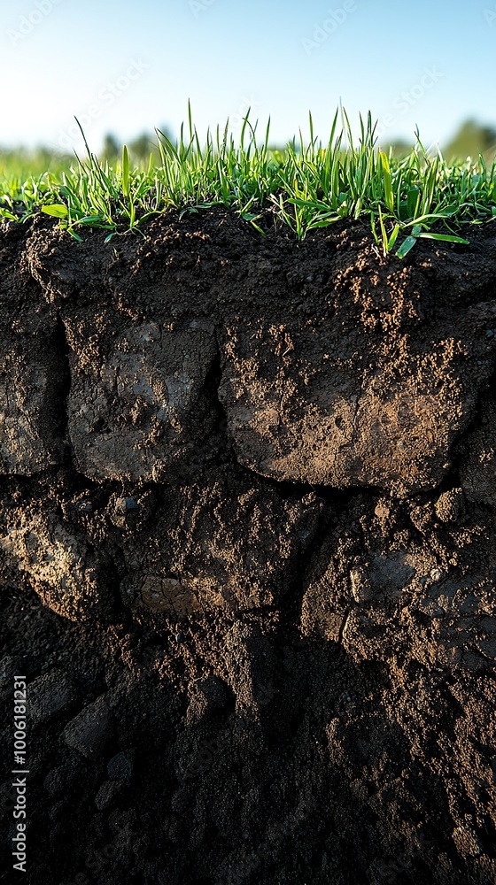 Cross-Section of Ground with Grass and Natural Soil Layers foto de ...