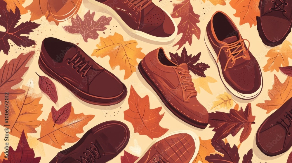 Trending Fall Footwear: A Vibrant Vector Illustration of Shoe ...