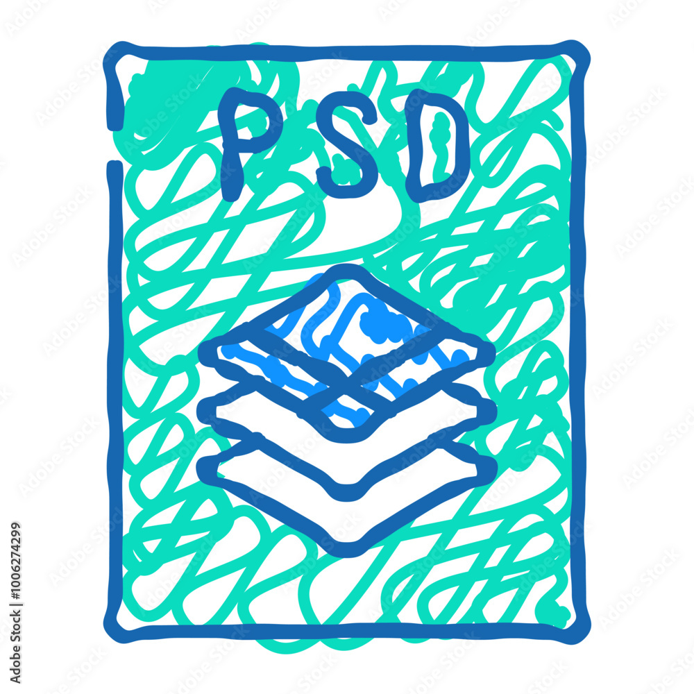psd file format document doodle icon sketch vector. psd file format ...