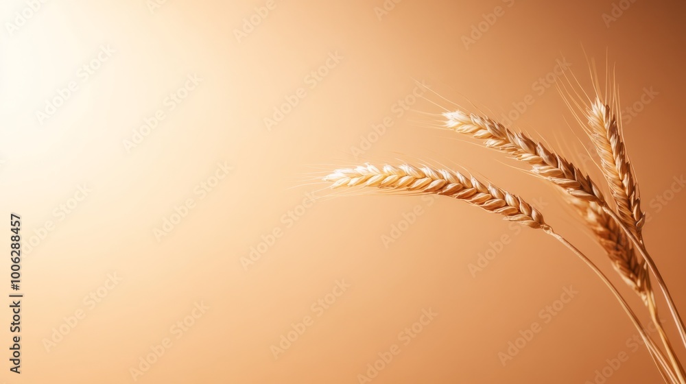 A single strand of wheat stands elegantly against a smooth ...