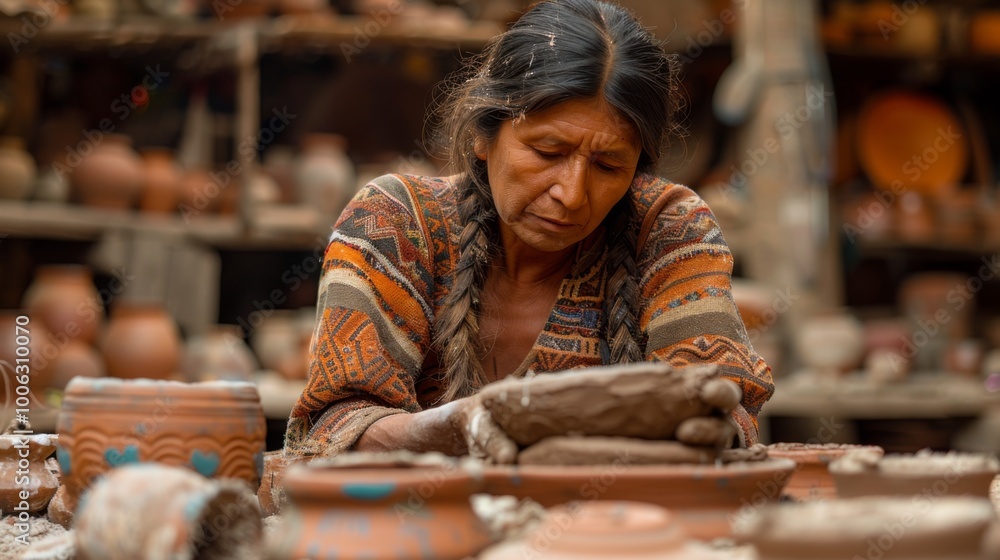 Indigenous Peoples' Day. A scene of an Indigenous pottery workshop ...