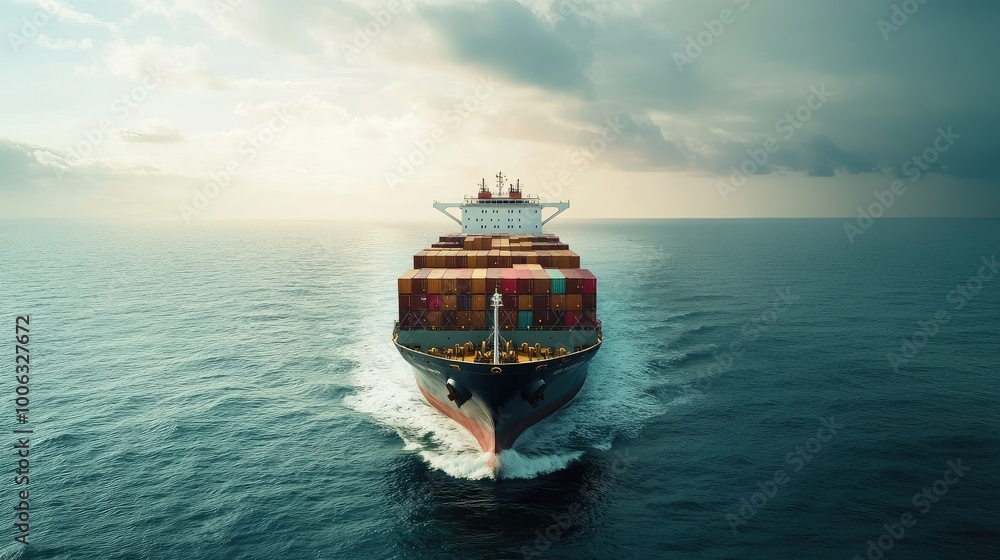 A freight ship packed with containers making its way through ...
