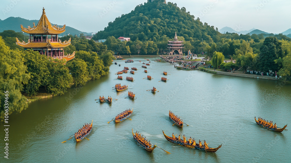 Spectacular view of Bon Om Touk festival, hundreds of dragon boats ...