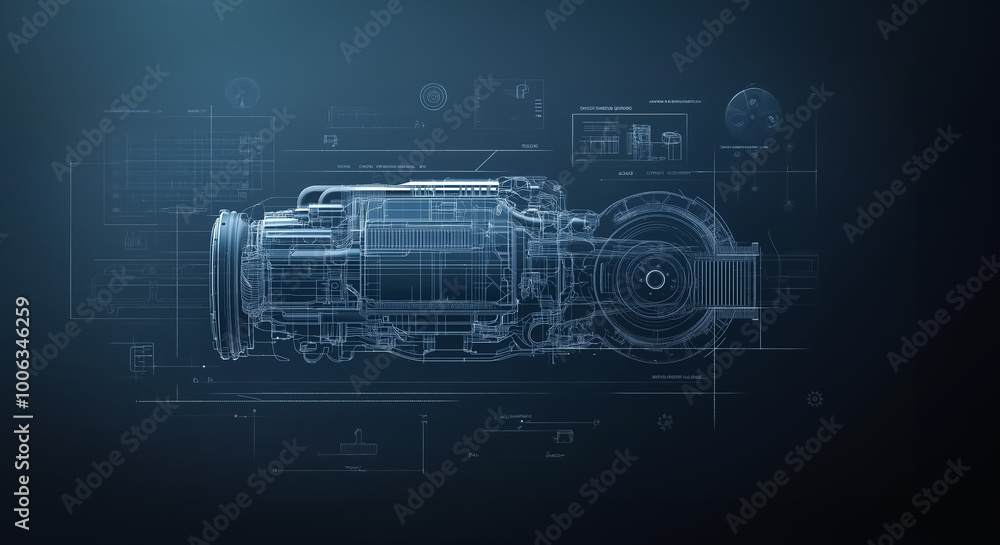 Transparent view of a complex car engine design, highlighting its ...