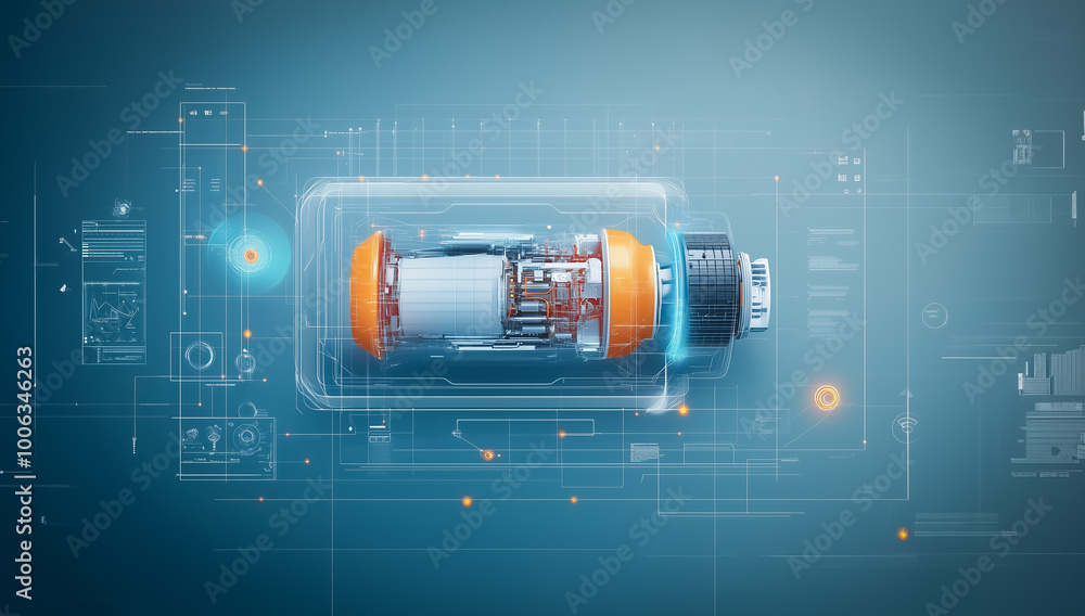 Cutaway view of a futuristic car engine design, displaying internal ...