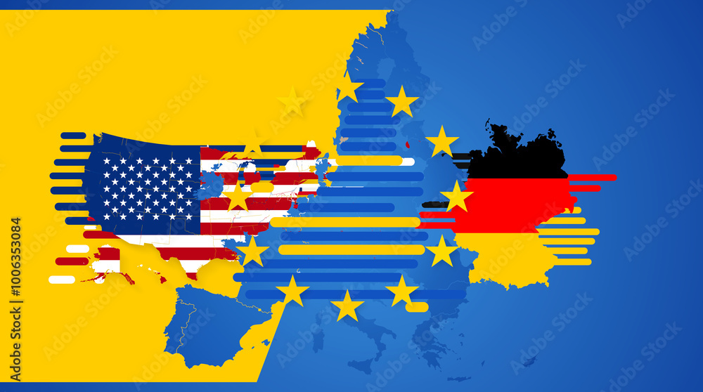 creative map design of the flags of the United States of America and ...