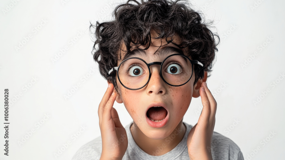 An Arabian boy, soot covering his cheeks, wide-eyed in shock behind his ...