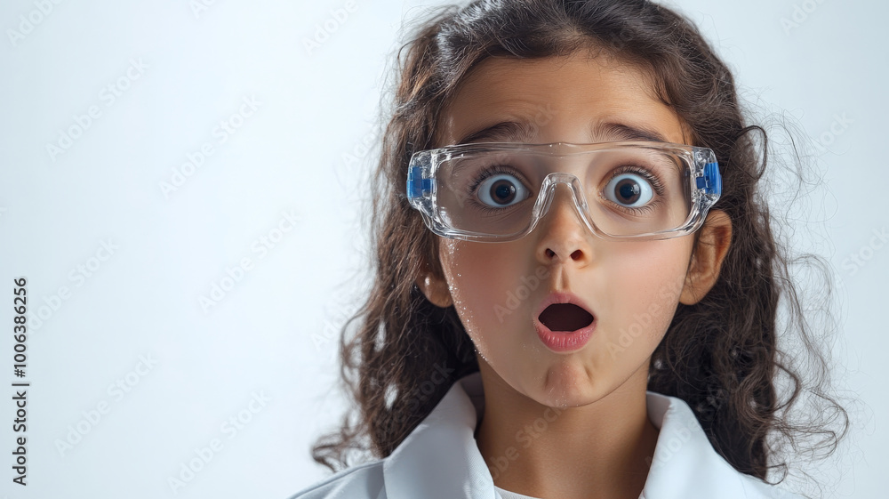 Arabian girl with soot-smudged cheeks and slightly askew lab glasses ...