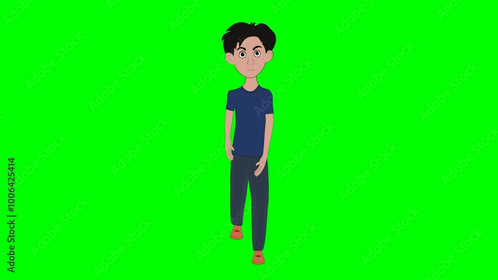 2d animated character of Boy or young man walking in front of cycle ...
