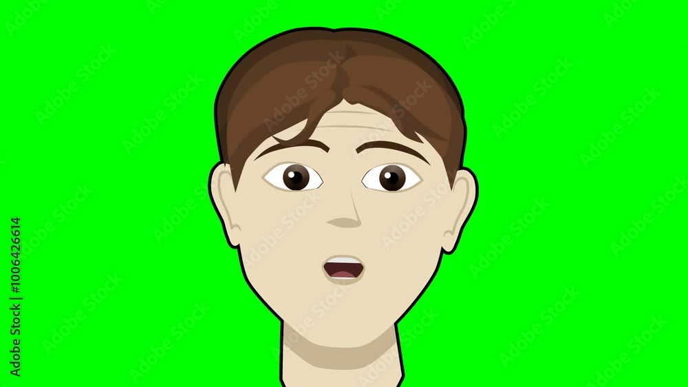 2d animated character of The face of a sociable man with brown hair ...