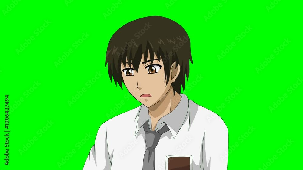 2d animated character of A Japanese anime style man adjusting his tie ...