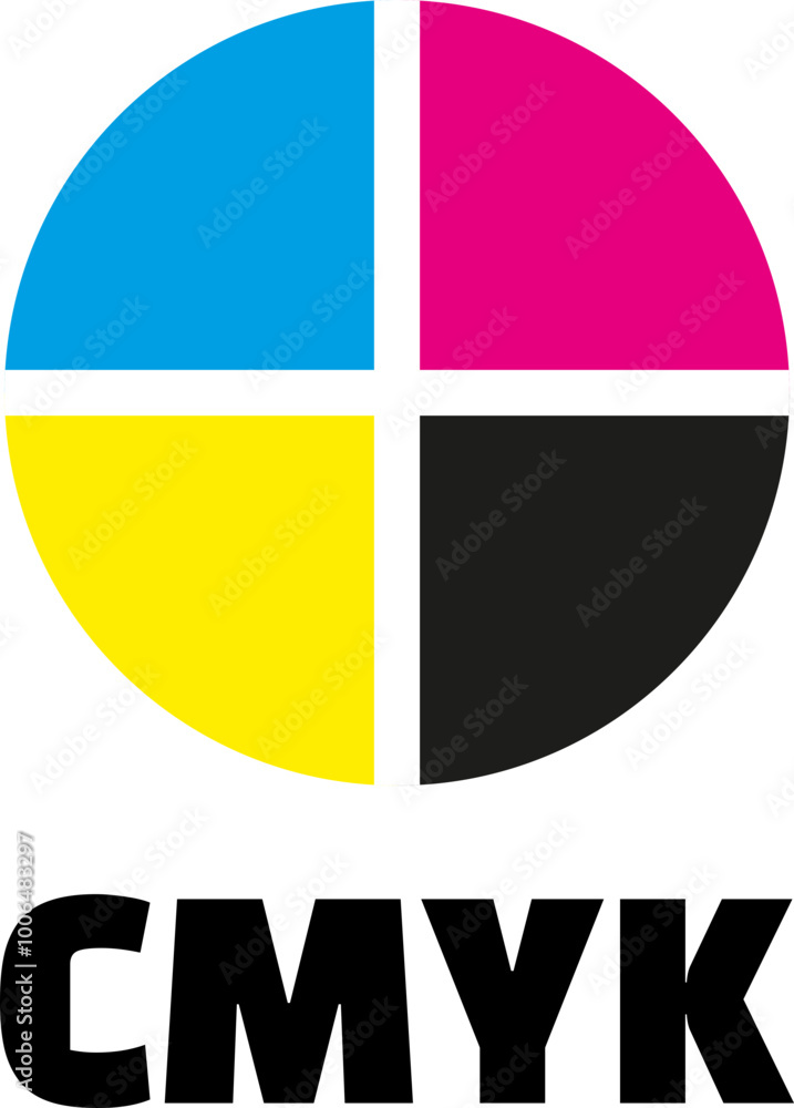 CMYK color model circle graphic design with cyan, magenta, yellow, and ...