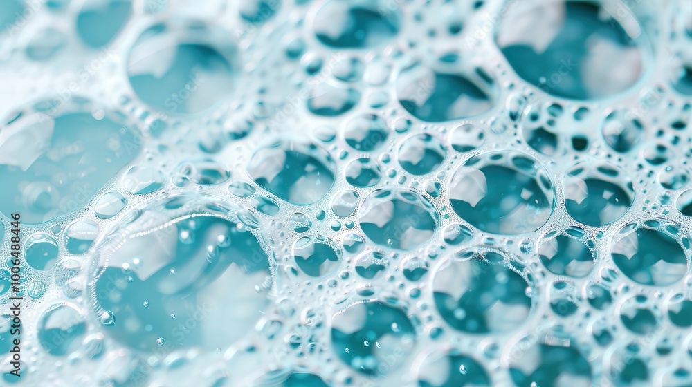 Bubbling Surface Dance, close-up view of frothy bubbles on a liquid ...