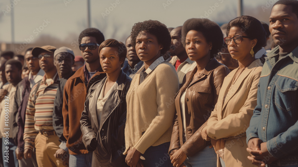 photograph of a group of African American people standing in a row, a ...