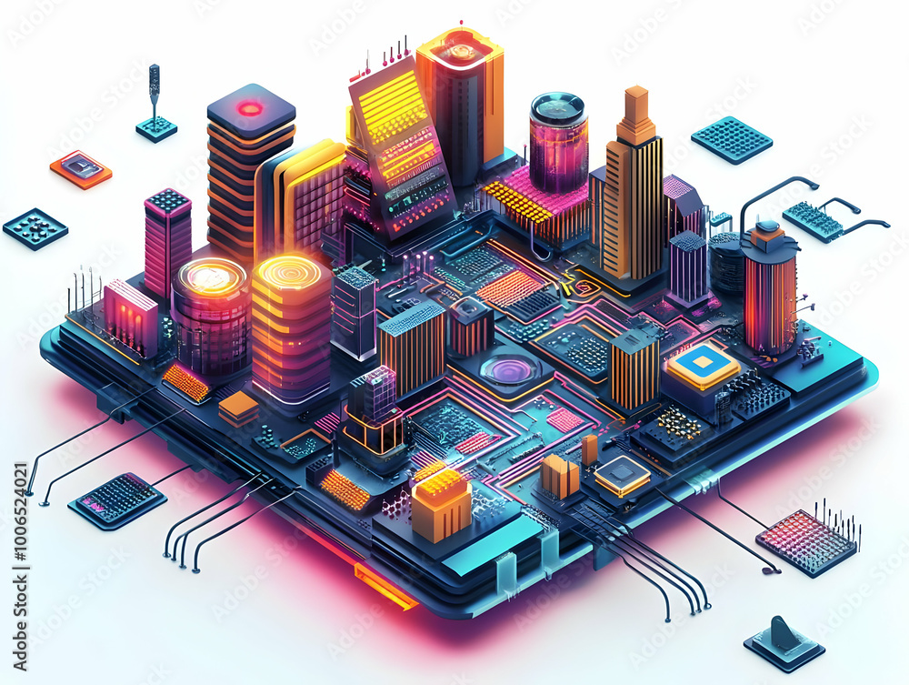 Flat Quantum Computing Concept: Close-Up of Quantum Bits in Processor ...