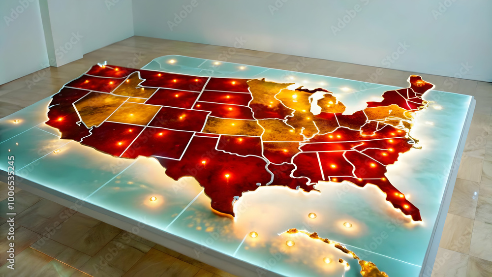 Holographic 3D Electoral Map with Real-Time Results | Medium Shot of ...
