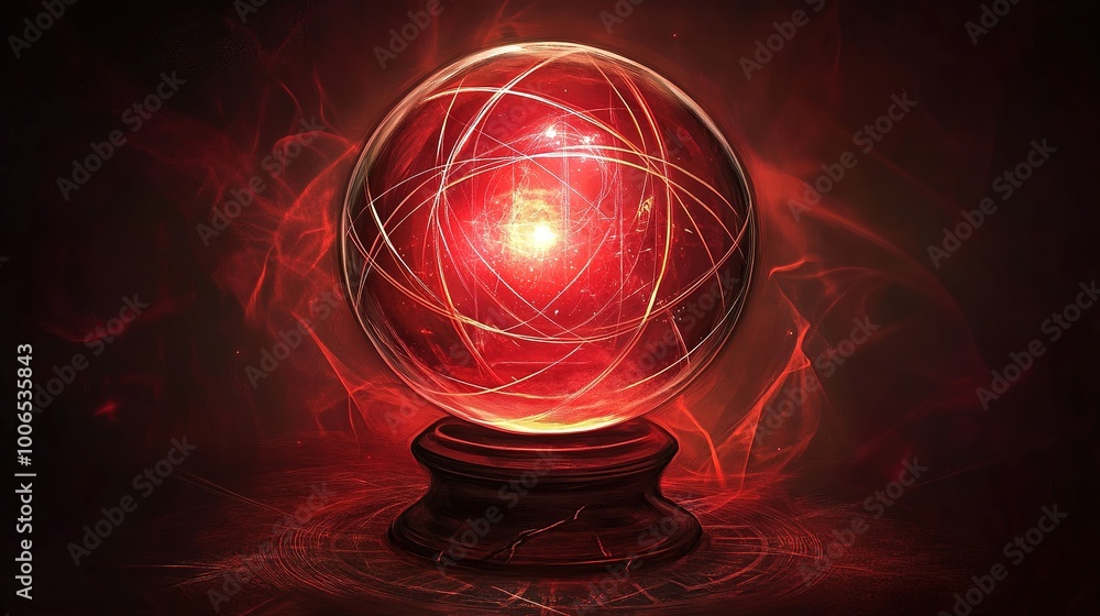 An enchanting illustration of a magic ball, surrounded by mystical ...