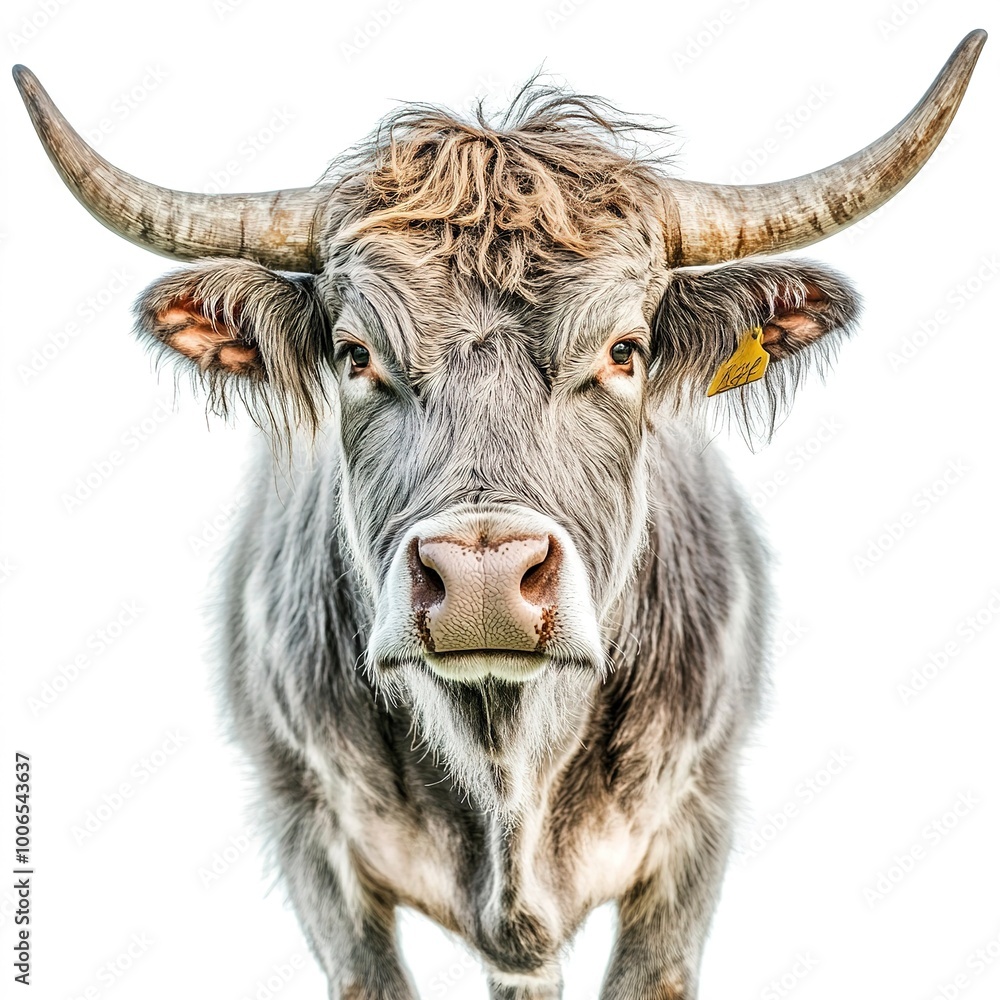 Male grey giant ox, castrated bull used as draft animal isolated on ...