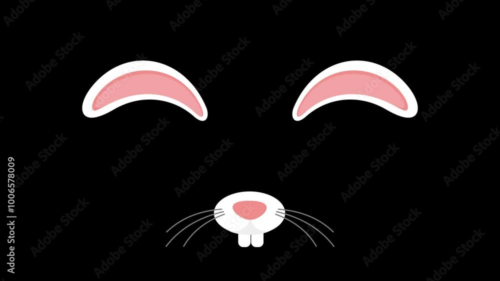 Cartoon animation of a pair of rabbit ears, rabbit mask filter, rabbit ...