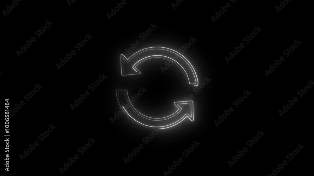 Arrow sign reload refresh rotation loop pictogram animation. Glowing ... Arrow sign reload refresh rotation loop pictogram animation. Glowing ...