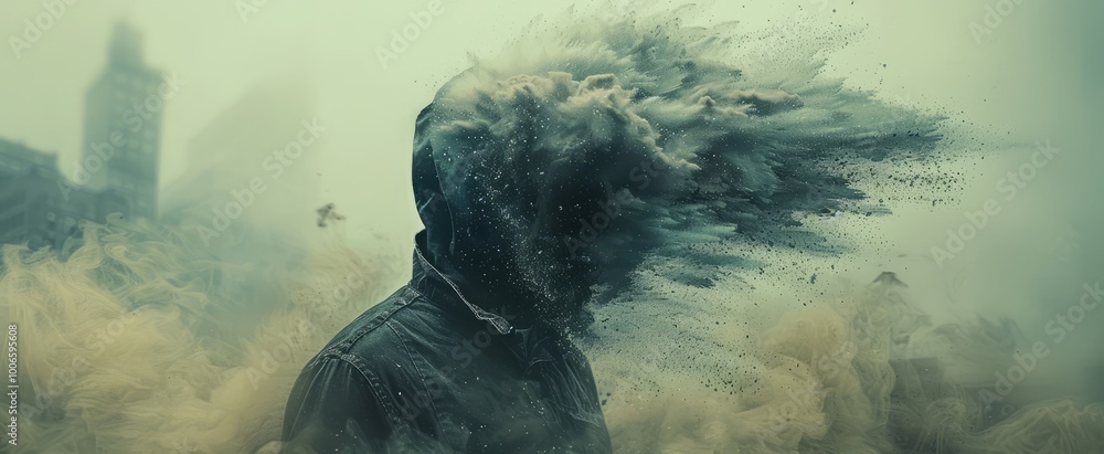 The depiction of a young man dissolving into thin air due to ...