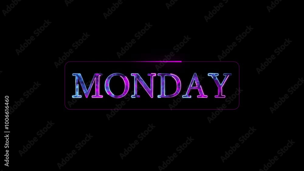 Monday weekend holiday day. Monday, weekend text animation. neon ...