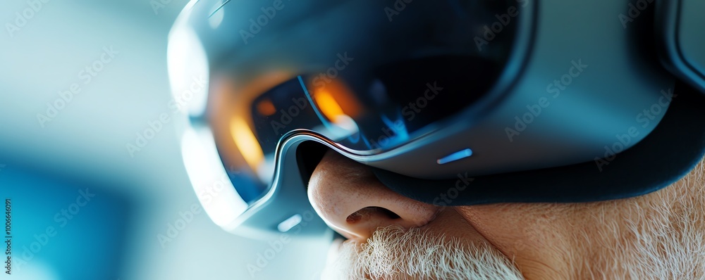 Patient using a VR headset for cognitive therapy, mental health care ...