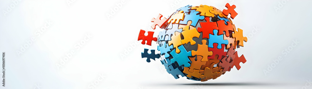 Floating Puzzle Pieces Forming a Globe: Vector Illustration of ...