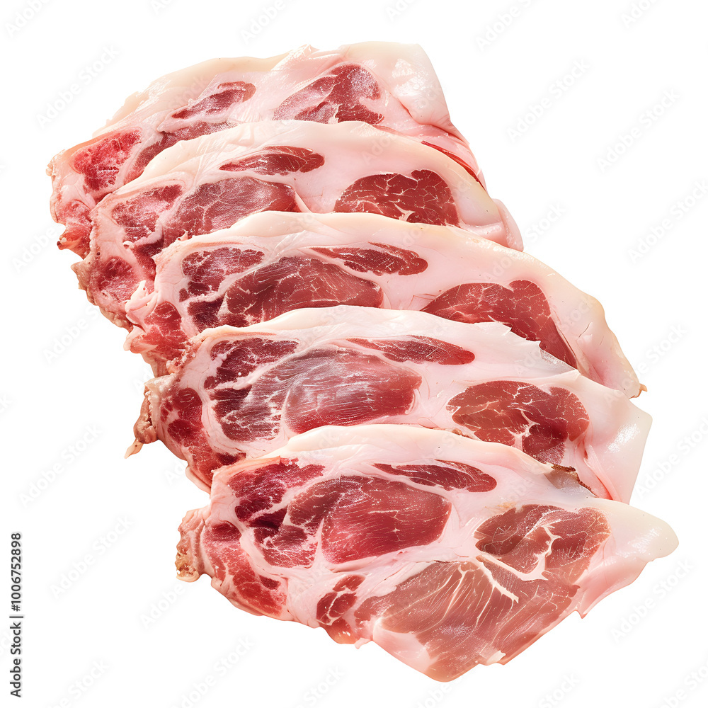 Fresh slices of boneless pork neck isolated on transparent background ...