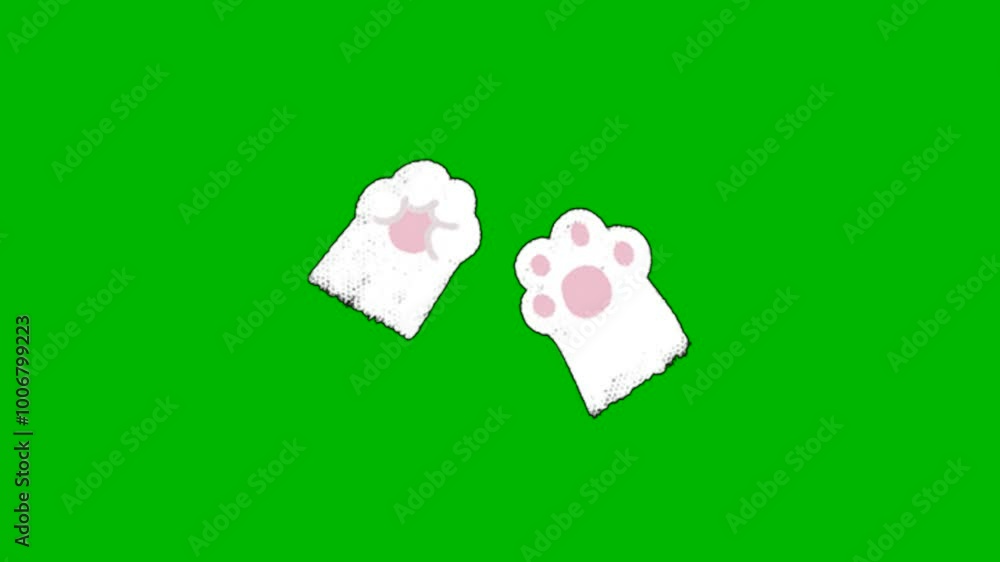 cute animated footage of cat paws, with transparent background. cat ...