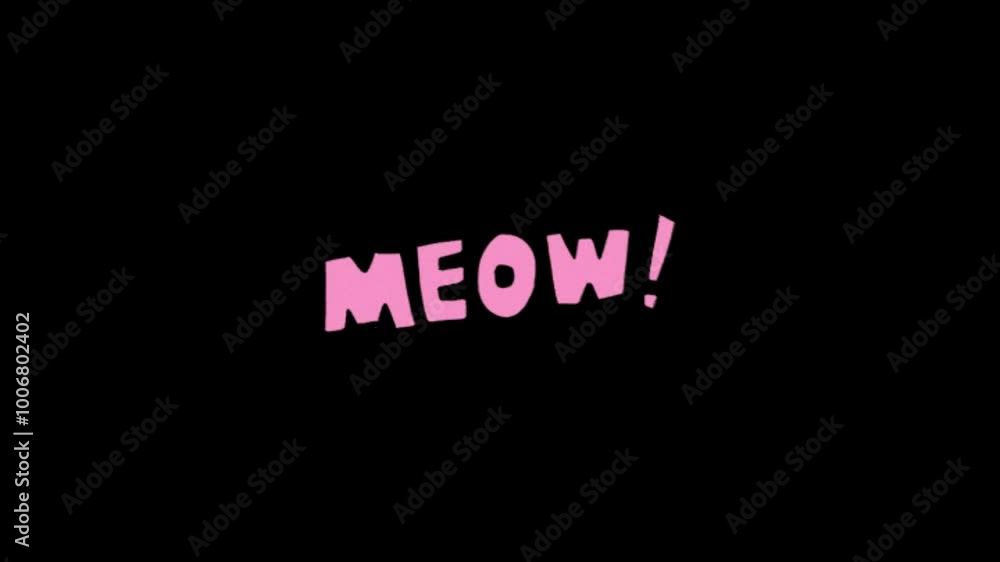 Meowing cat, pixel art animation. meow text animation on transparent ...