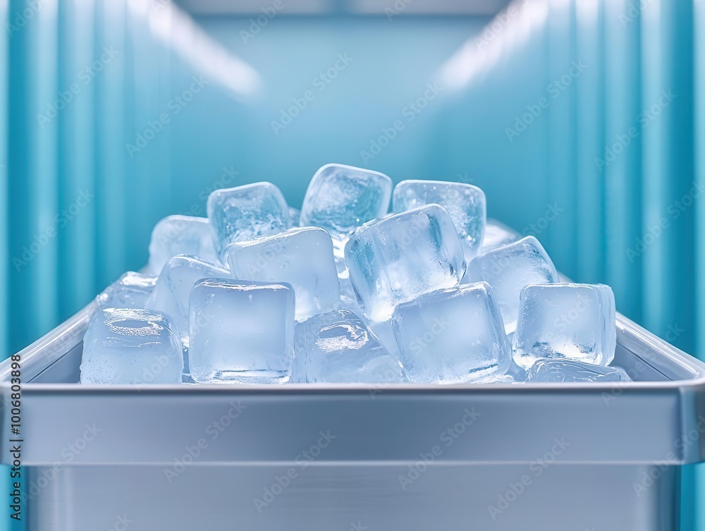 Industrial Freezer with Ice Cubes in Middle of Room, Refrigeration ...