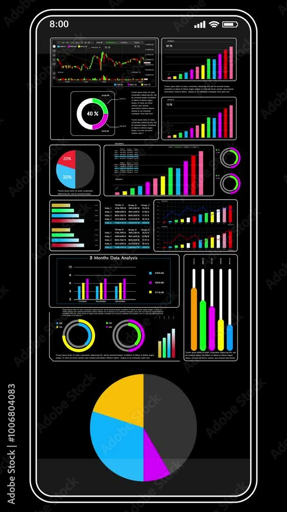 Dynamic 4K Vertical Video Featuring Colorful Business Graphs - Perfect ...