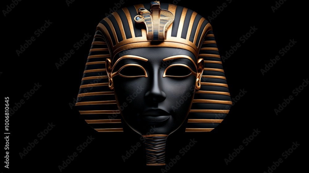 Ancient Egyptian Pharaoh Mask: Majestic and mysterious, a 3D render of ...