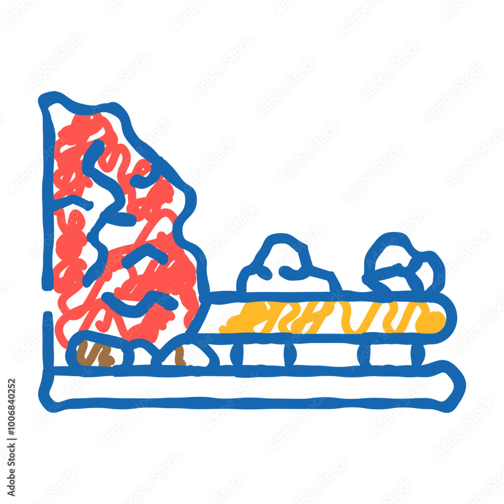 Underground Mining Copper Production Doodle Icon Sketch Vector