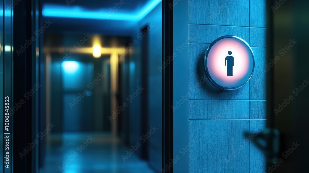 Stockfoto Gender-Neutral Restroom Signage A modern facility featuring ...
